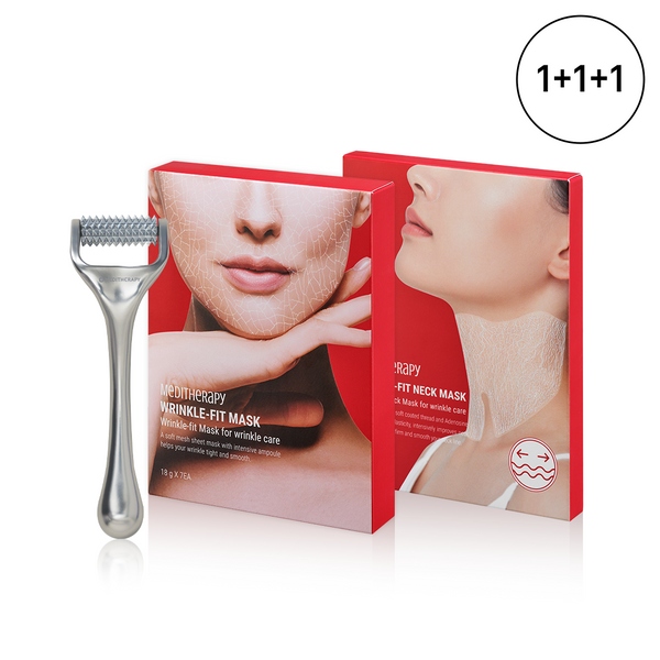 Wrinkle-fit Mask + Wrinkle-fit Neck Mask + Facial Roller – MEDITHERAPY